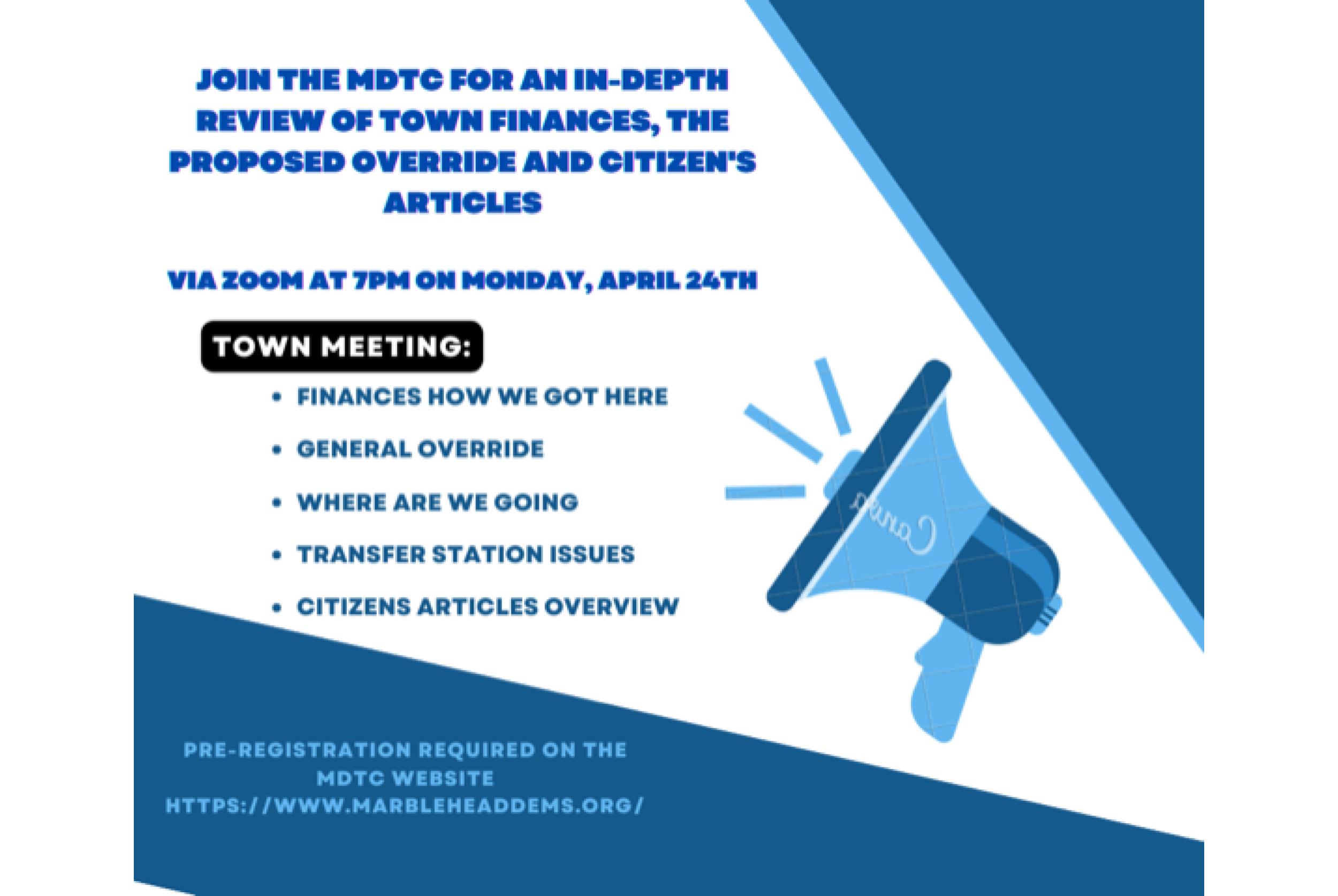 MDTC Discussion of Town Finances and More | Marblehead Beacon